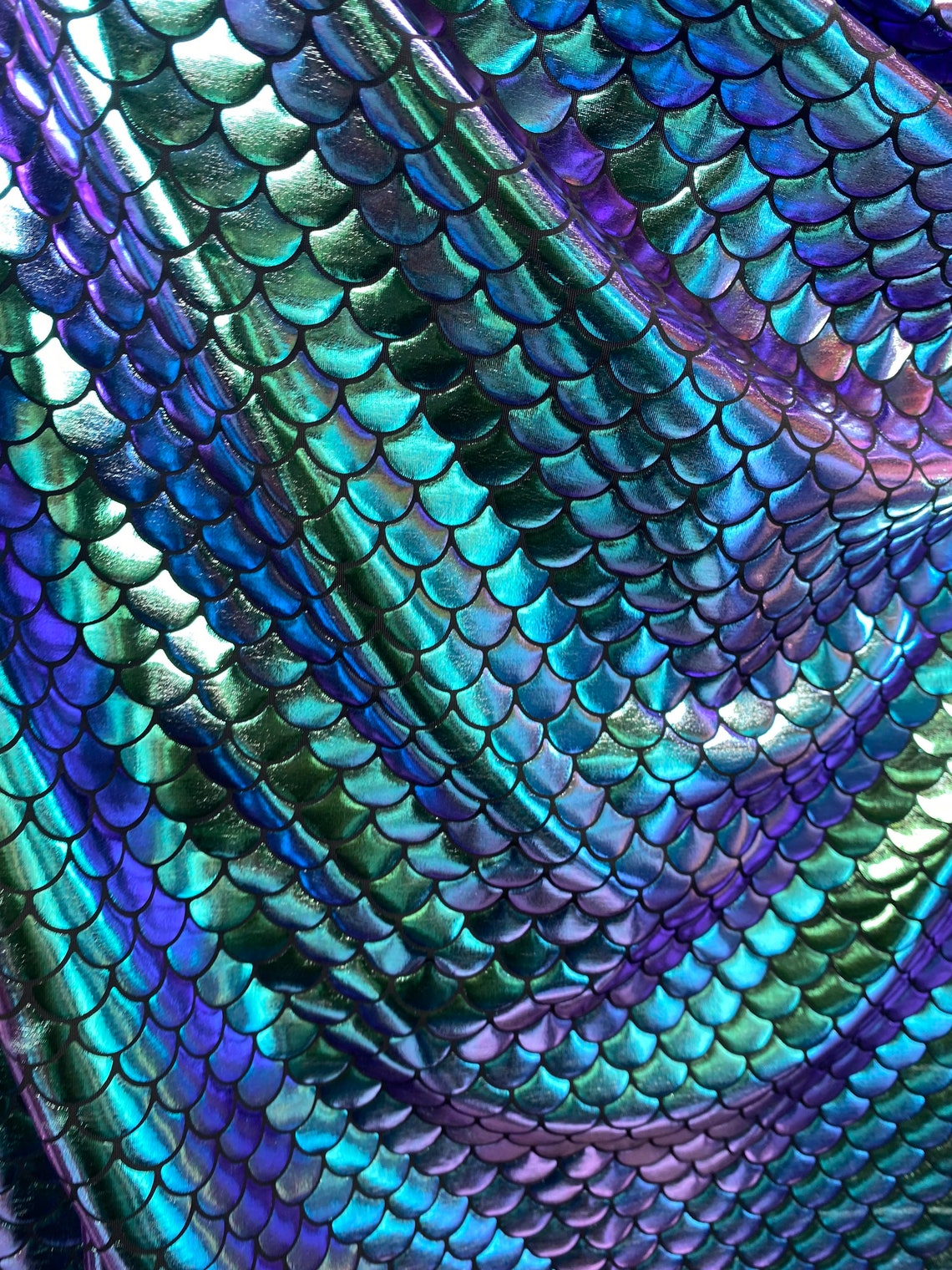 Mermaid Scales Iridescent Blue Purple and Green Foil Four Way | Etsy