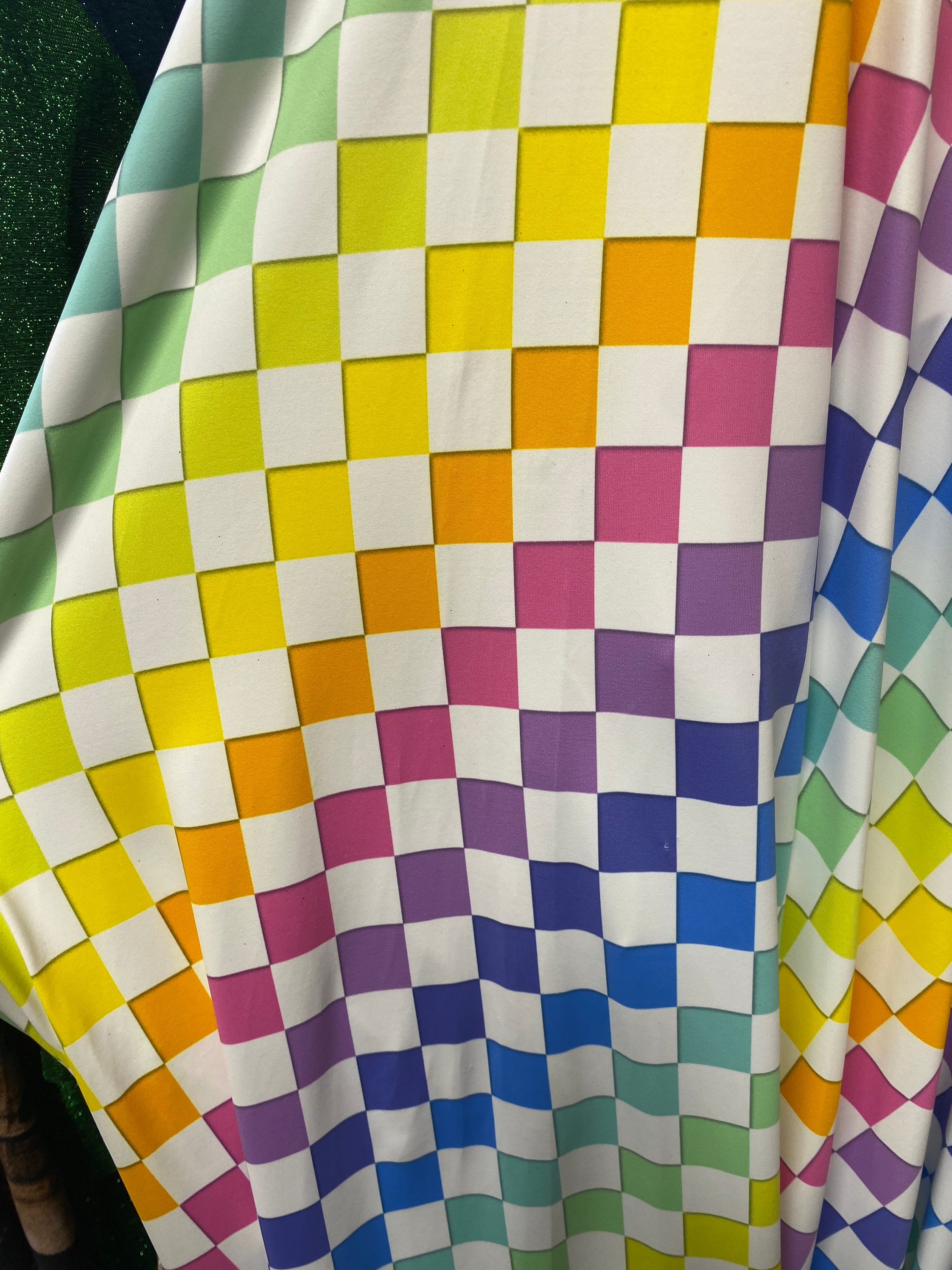Rainbow Checkers on Great Quality Nylon Spandex Four Way - Etsy