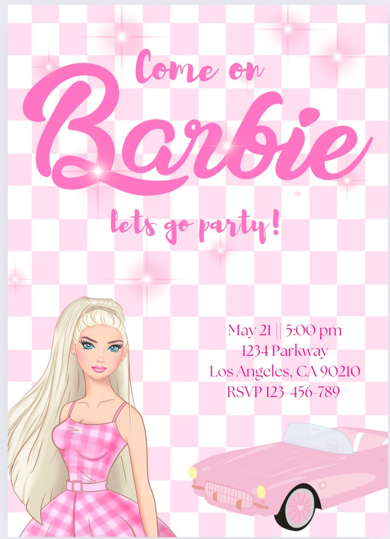 Come on Barbie Let's Go Party! Barbie Birthday Invitation Template ...