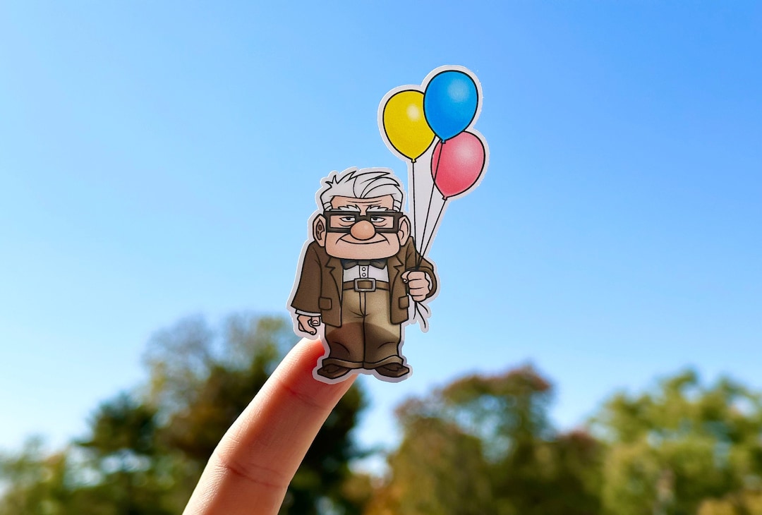 Carl Holding Balloons From up Disney Sticker for Laptops, Water Bottles ...