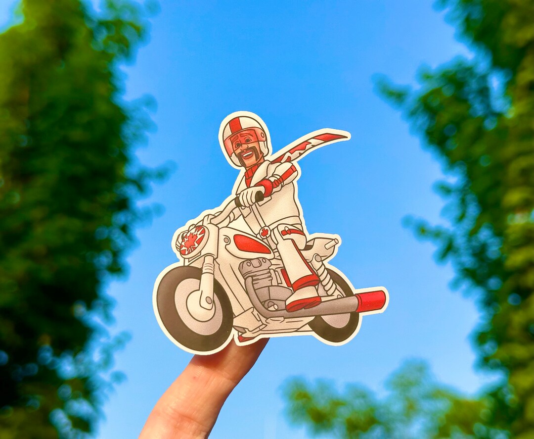 Duke Caboom Riding on Motorcycle From Disney Toy Story 4 Sticker for ...