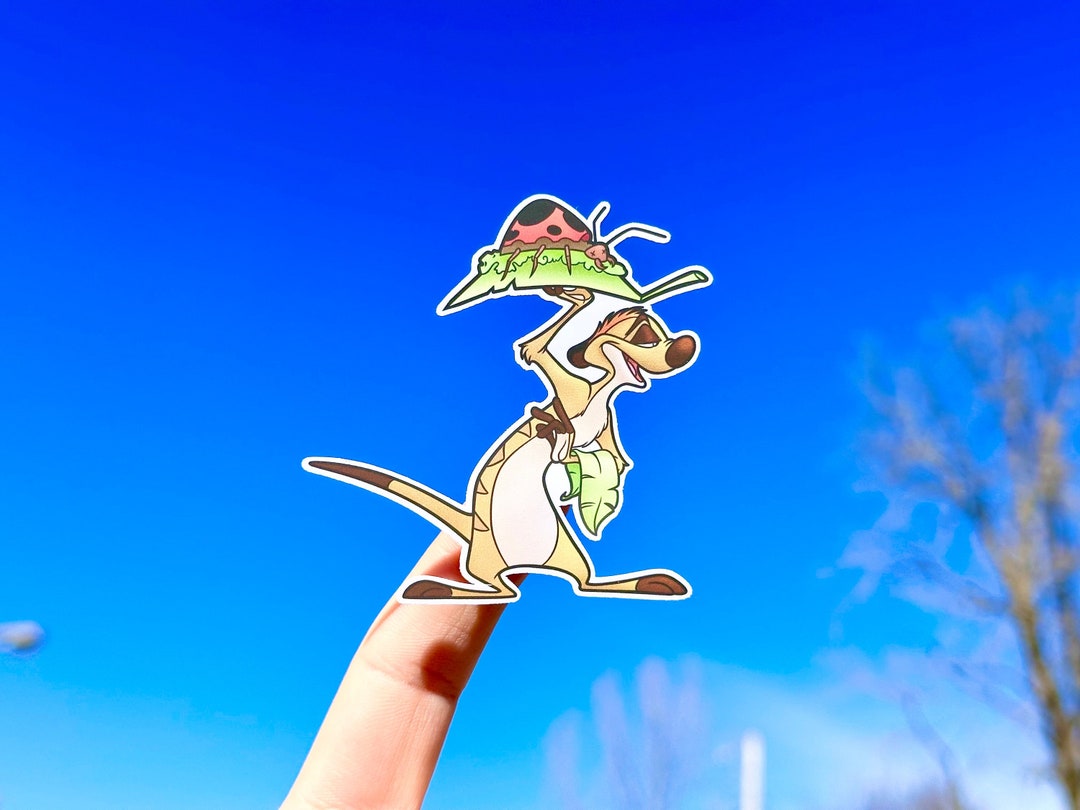 Timon Holding Bug Grub From Lion King Disney Sticker for Laptops, Water ...