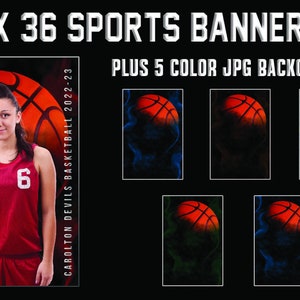 Basketball Poster Banner | 5 JPEG Color Options and 1 Layered Photoshop ...