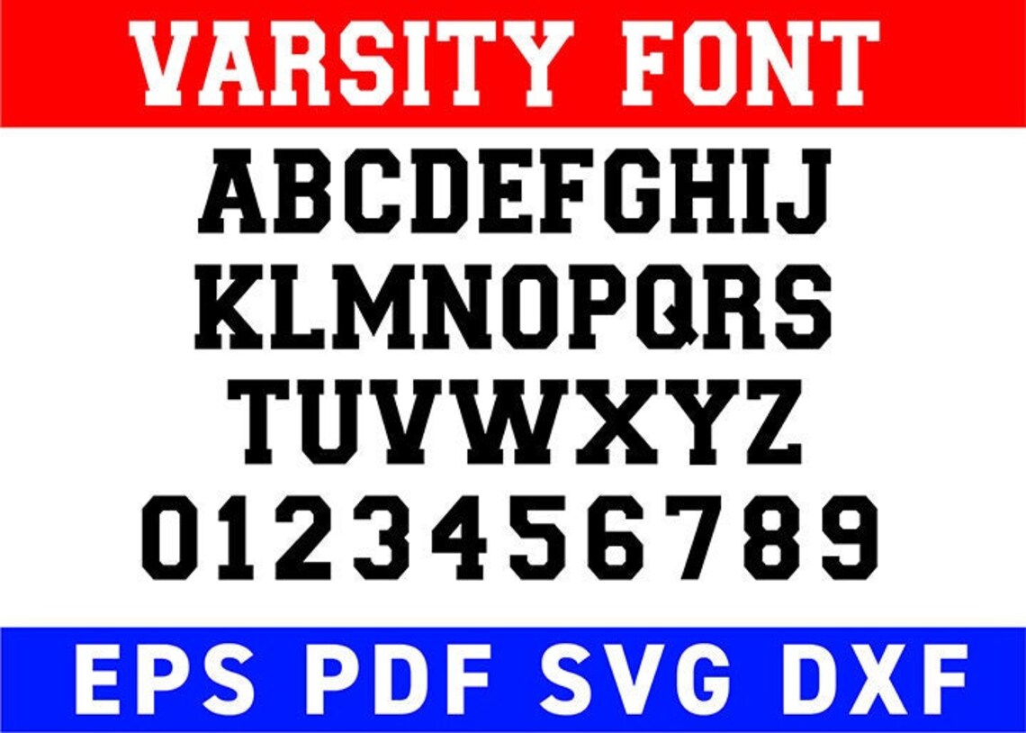 Varsity Font EPS SVG Dxf Ttf Svg Varsity Alphabet Sports - Etsy