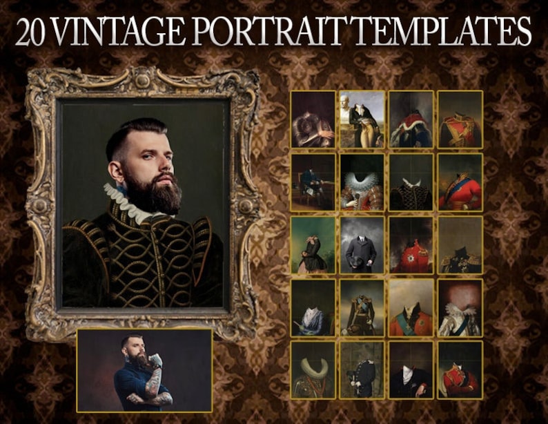 20 Vintage Portrait Templates Royal Portrait Overlay Oil - Etsy