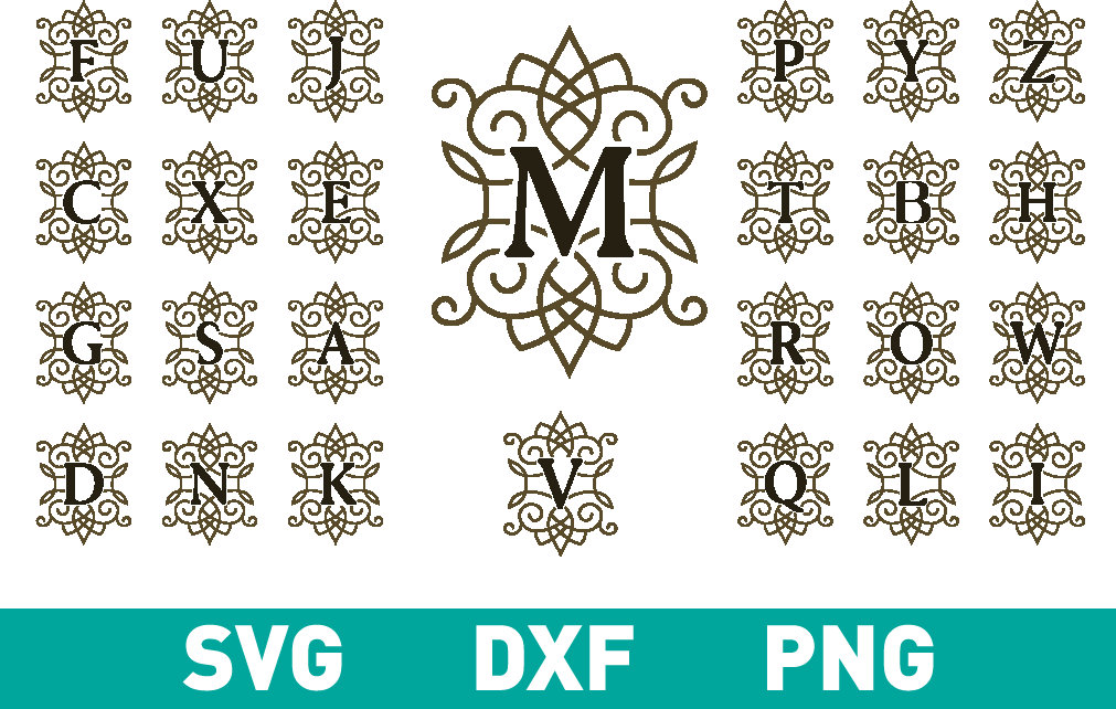 Monogram SVG Bundle 6 Monogram Font Alphabets Digital - Etsy