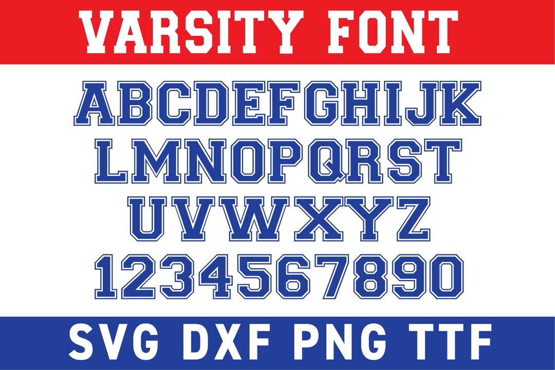 Varsity Font #2 TTF + AI+ SVG + Dxf + Eps Varsity Alphabet, Sports Font ...