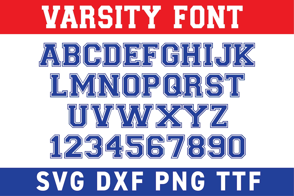 Varsity Font #2 TTF + AI+ SVG + Dxf + Eps Varsity Alphabet, Sports Font ...