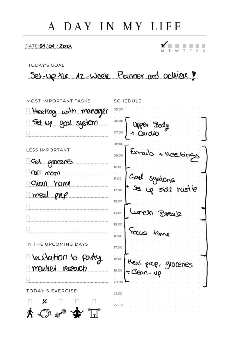 Digital 12-Week YEAR Planner | 12 Week Year-Printable Weekly Organizer ...