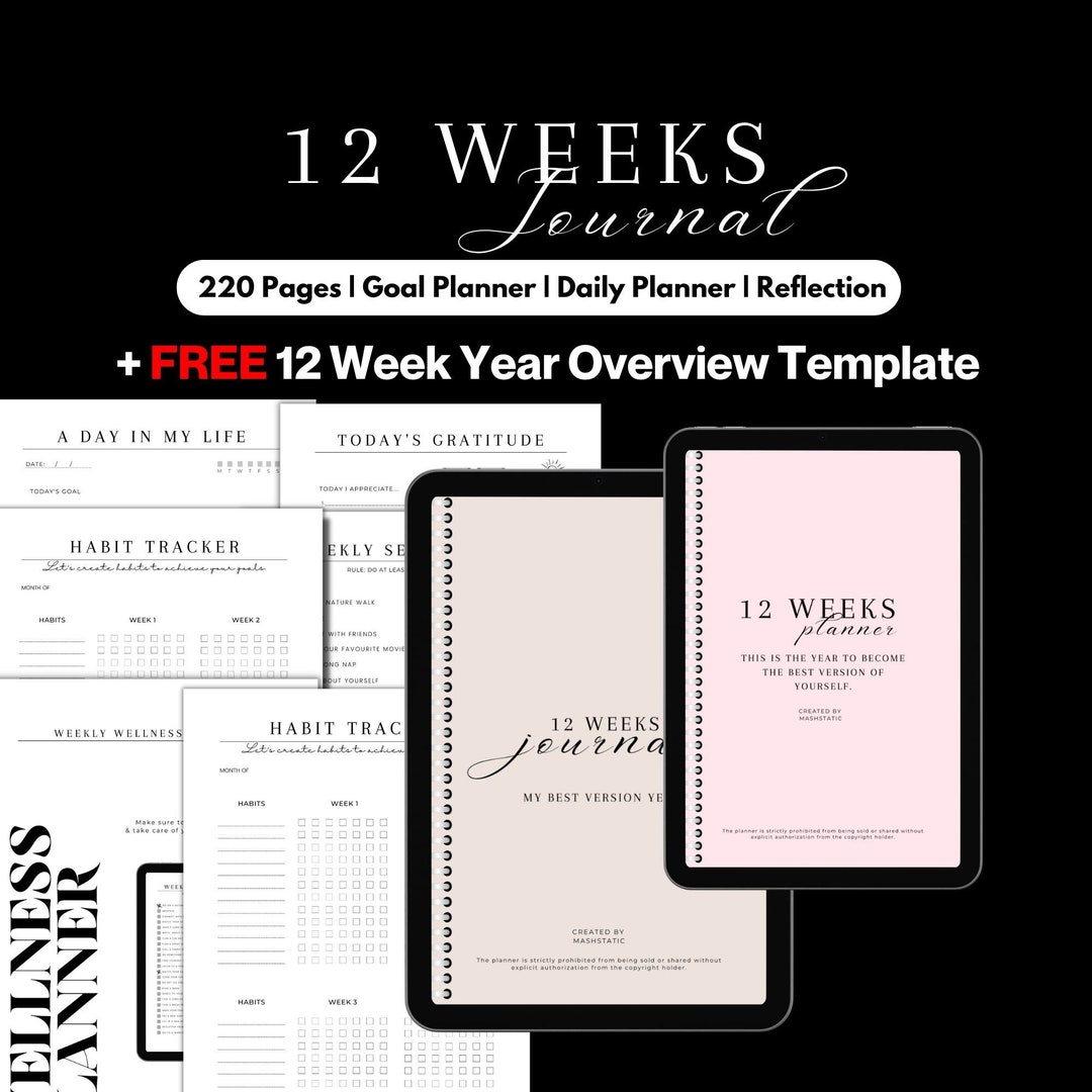 Digital 12-Week YEAR Planner | 12 Week Year-Printable Weekly Organizer ...