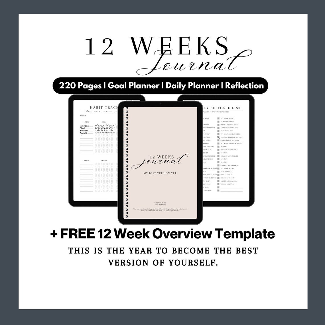 Digital 12-Week YEAR Planner | 12 Week Year-Printable Weekly Organizer ...