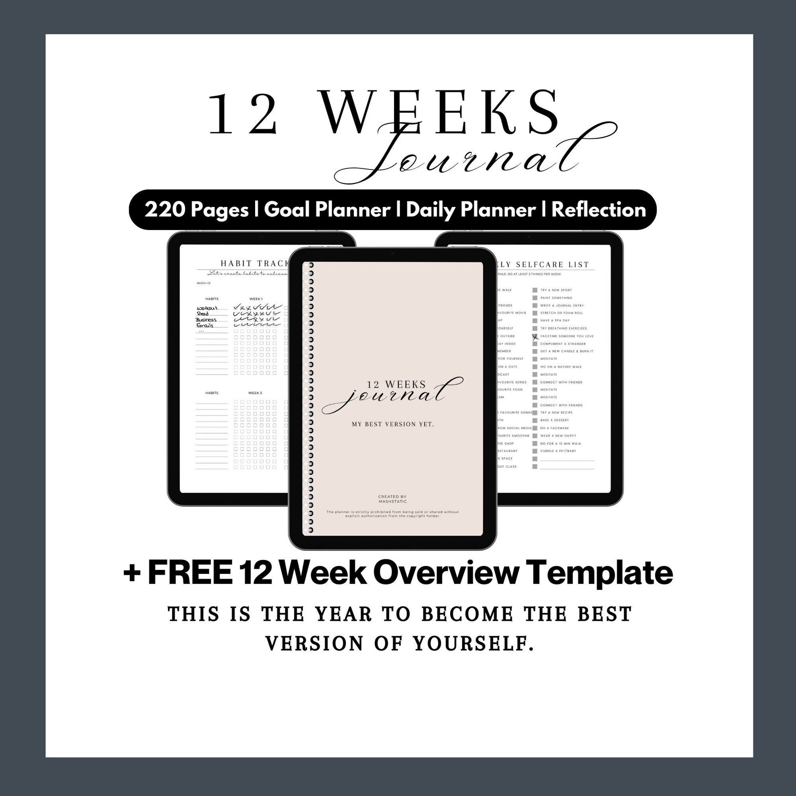 Digital 12-Week YEAR Planner | 12 Week Year-Printable Weekly Organizer ...