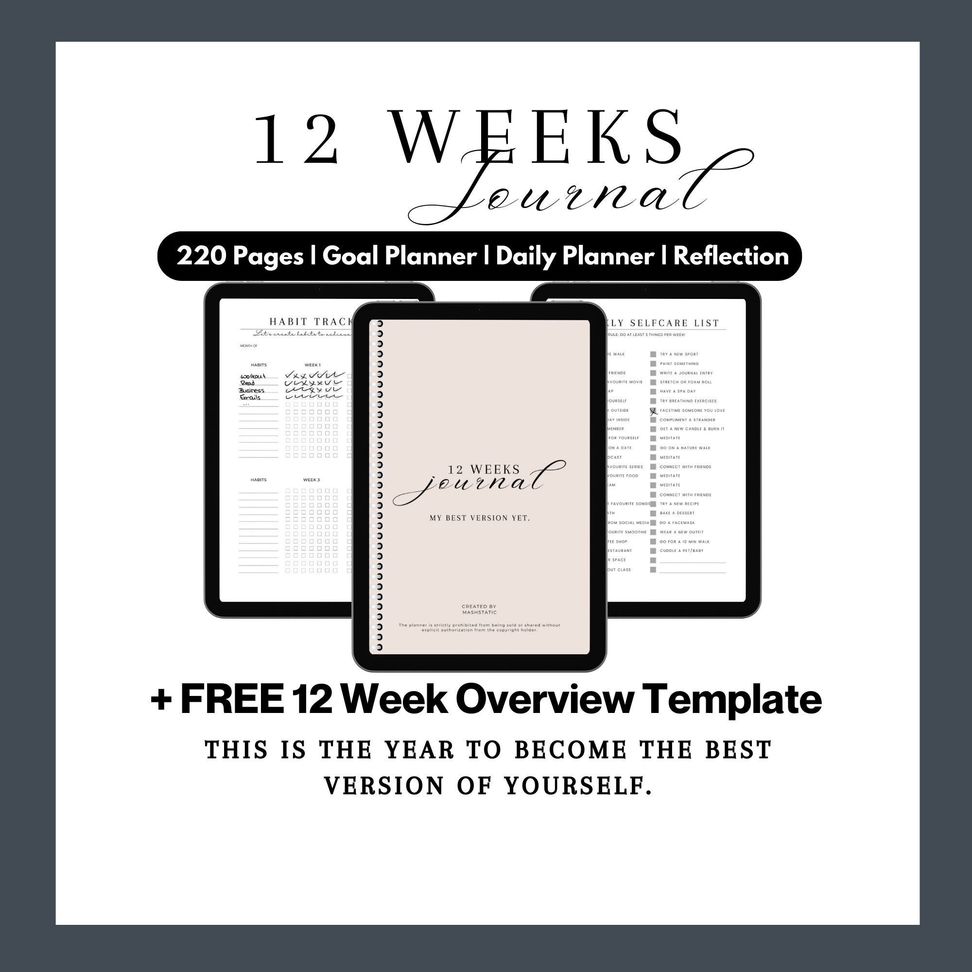 Digital 12-Week YEAR Planner | 12 Week Year-Printable Weekly Organizer ...