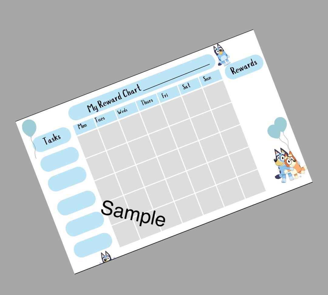 Printable Bluey Reward Chart Reward Chart for Kids, Chore Chart ...