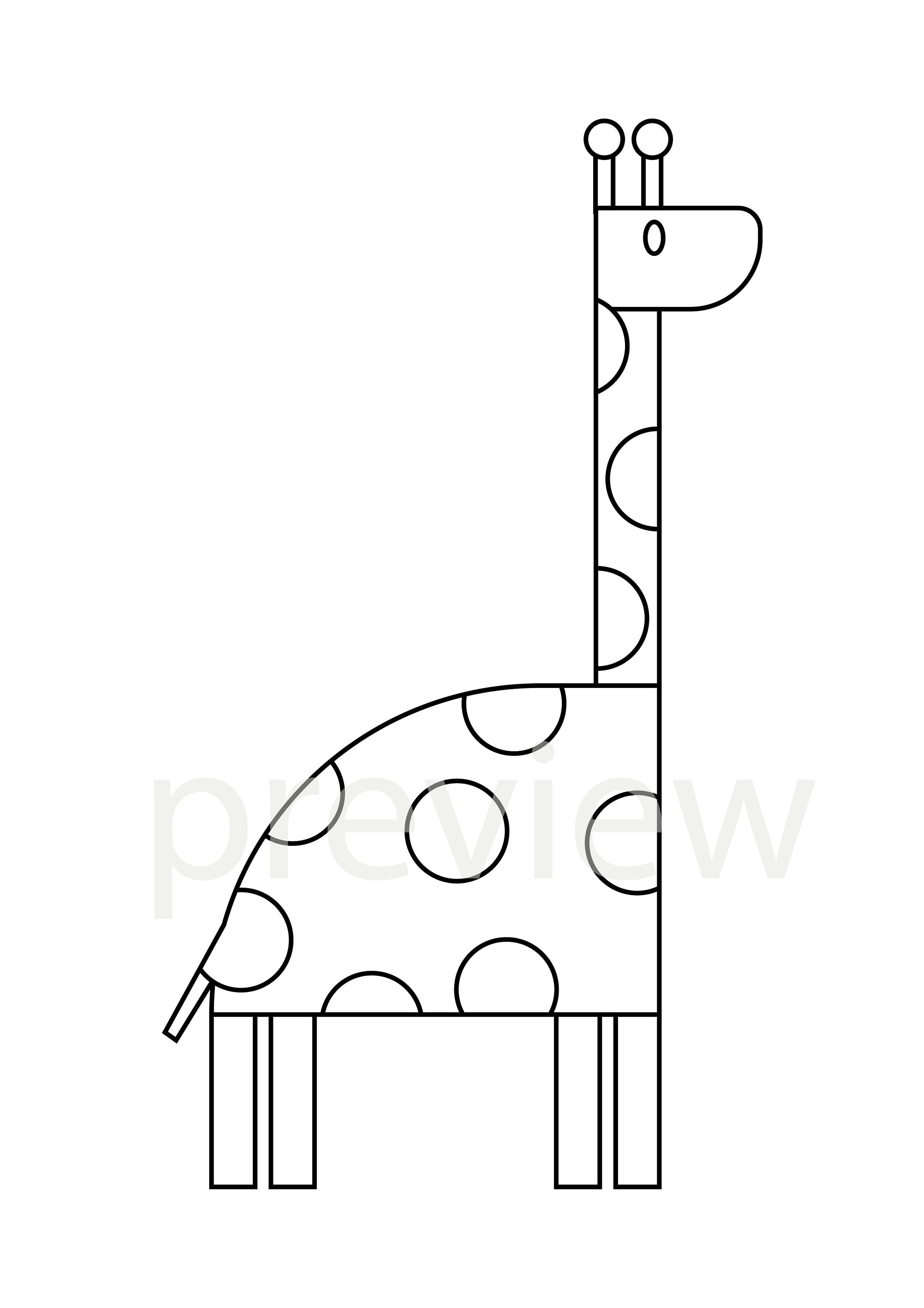 Printable Giraffe Cut and Glue, Digital File, Homeschool Decoration ...