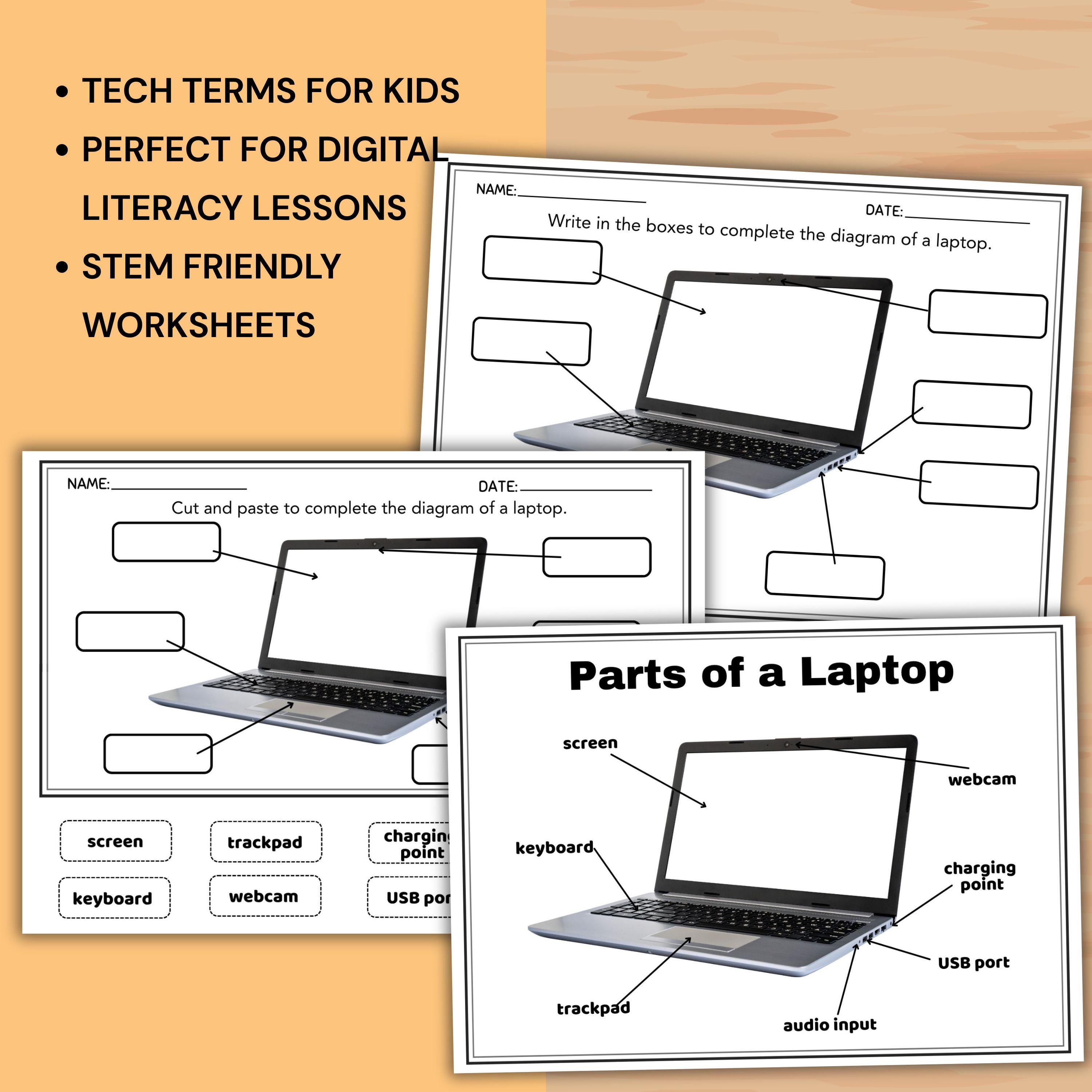 Labeling Parts of a Laptop • Printable Tech Worksheet for Kids ...