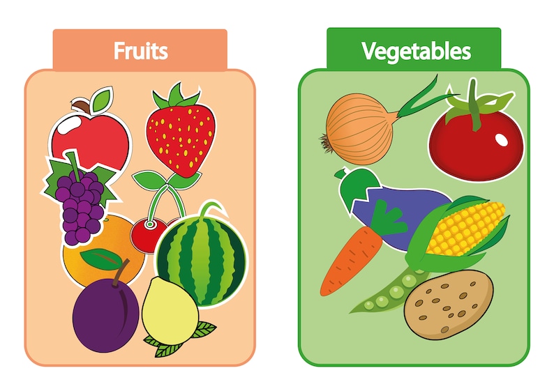 Printable Fruits and Vegetables Sorting Activity, Early Years, Learning ...