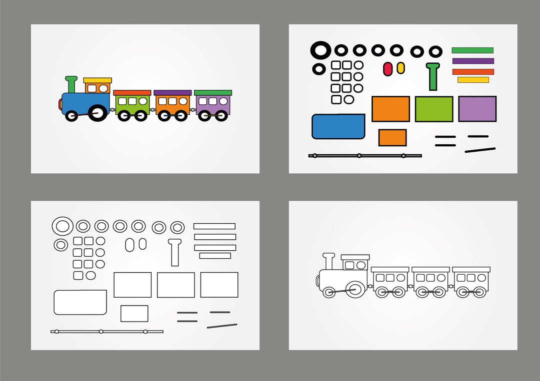 Printable Train, Train Cut and Glue, Train Coloring Sheet, Digital File ...