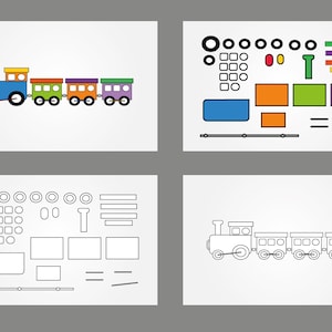 Printable Train, Train Cut and Glue, Train Coloring Sheet, Digital File ...
