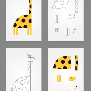 Printable Giraffe Cut and Glue, Digital File, Homeschool Decoration ...