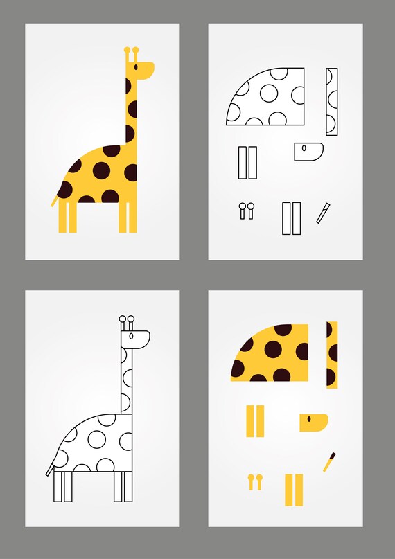 Printable Giraffe Cut and Glue Digital File Homeschool - Etsy