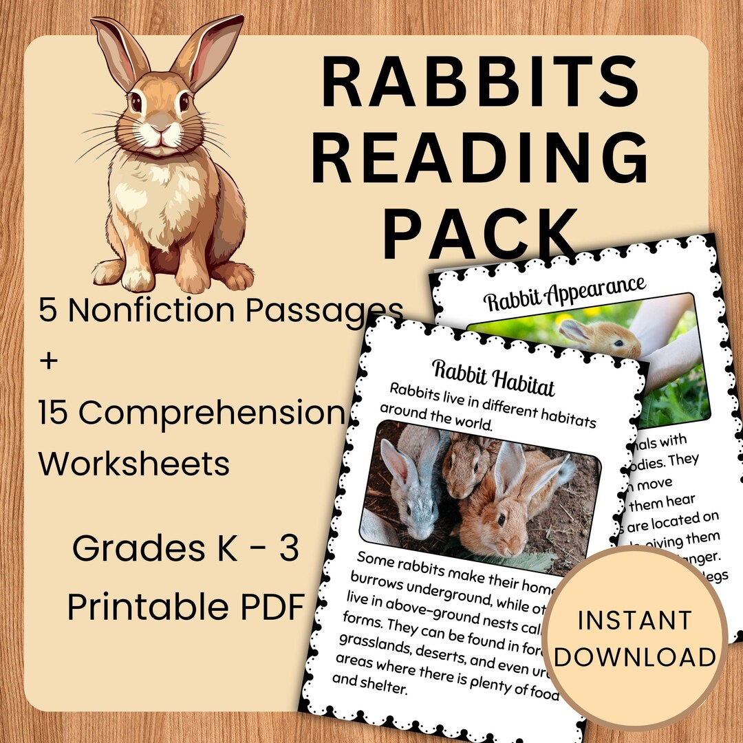 Rabbit Reading Comprehension Worksheets | Nonfiction Animal Passages ...