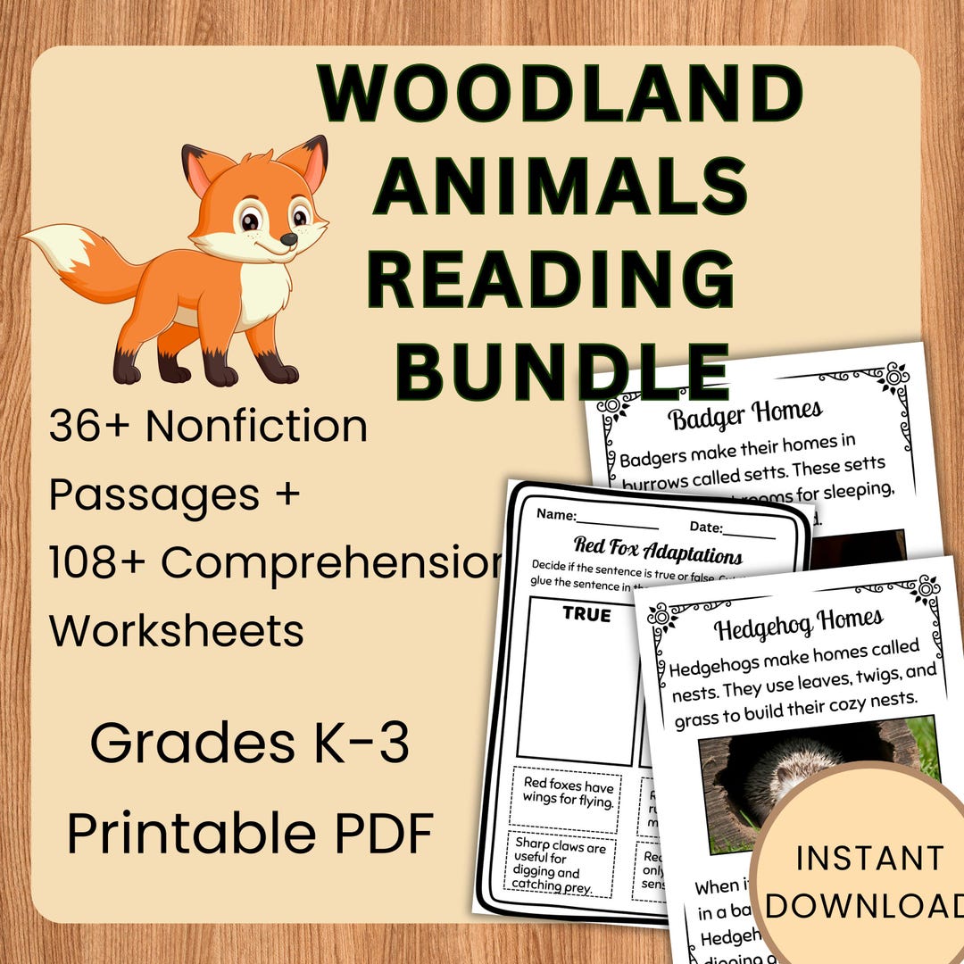 Woodland Animals Reading Passages With Comprehension Worksheets ...