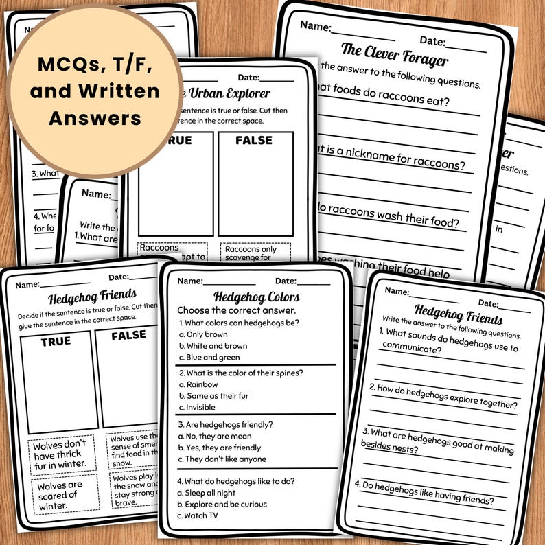 Woodland Animals Reading Passages With Comprehension Worksheets ...