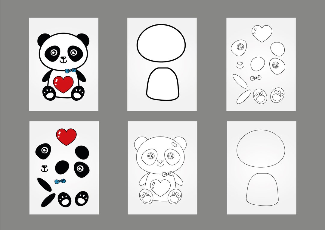 Printable Panda, Panda Cut and Glue, Panda Coloring Sheet, Wall ...