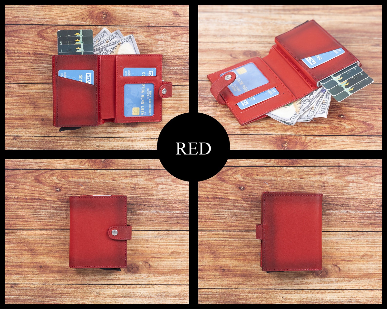 Pop-up Wallet, Mechanism Wallet, Bifold Leather Wallet for Men, Womens ...