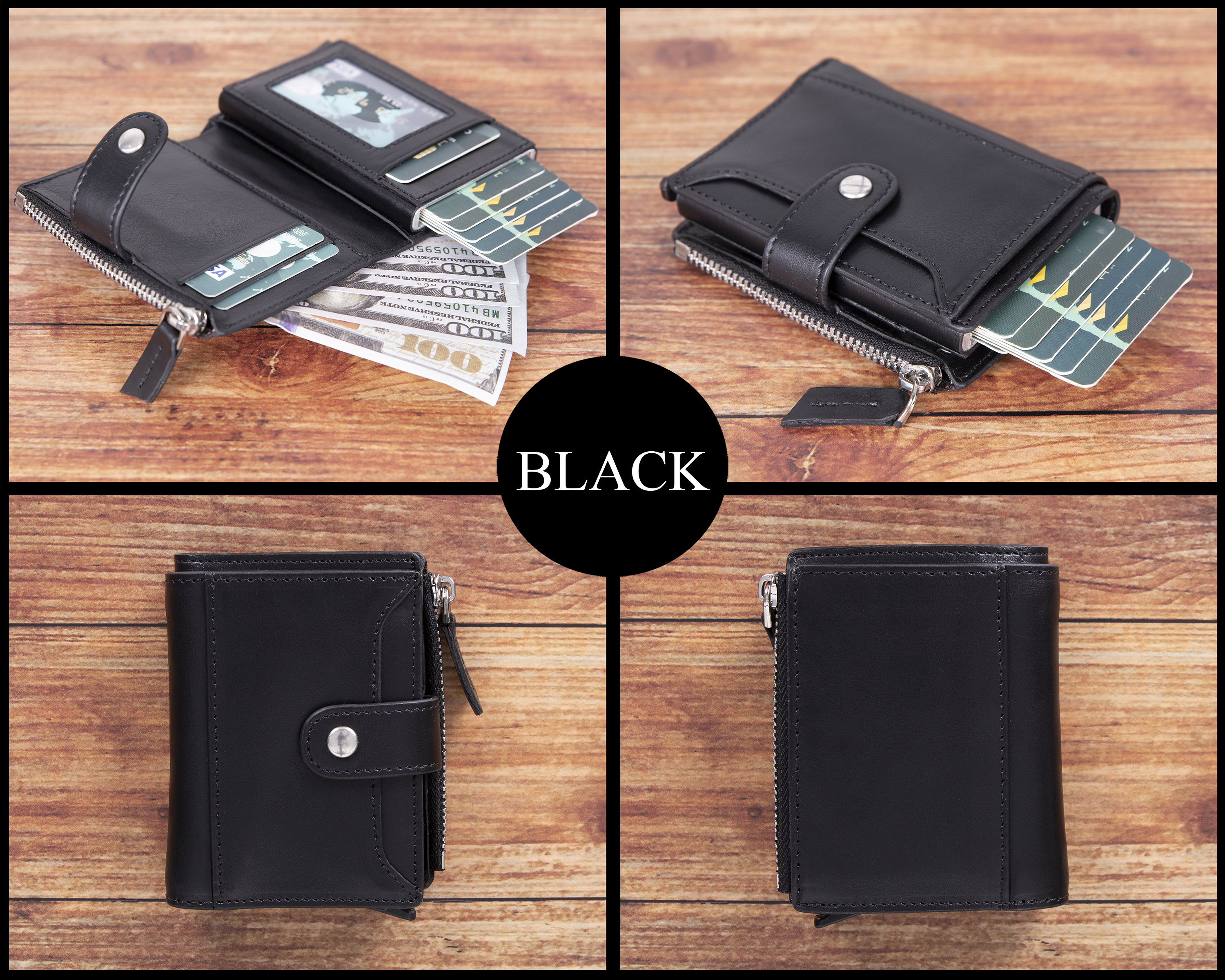 Leather Pop up Wallet, RFID Wallet for Mens, Leather Card Sleeve ...