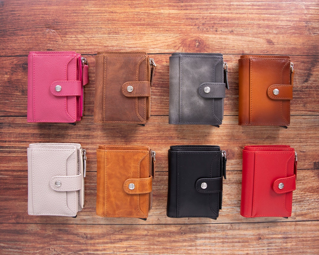 Leather Pop up Wallet, RFID Wallet for Mens, Leather Card Sleeve ...