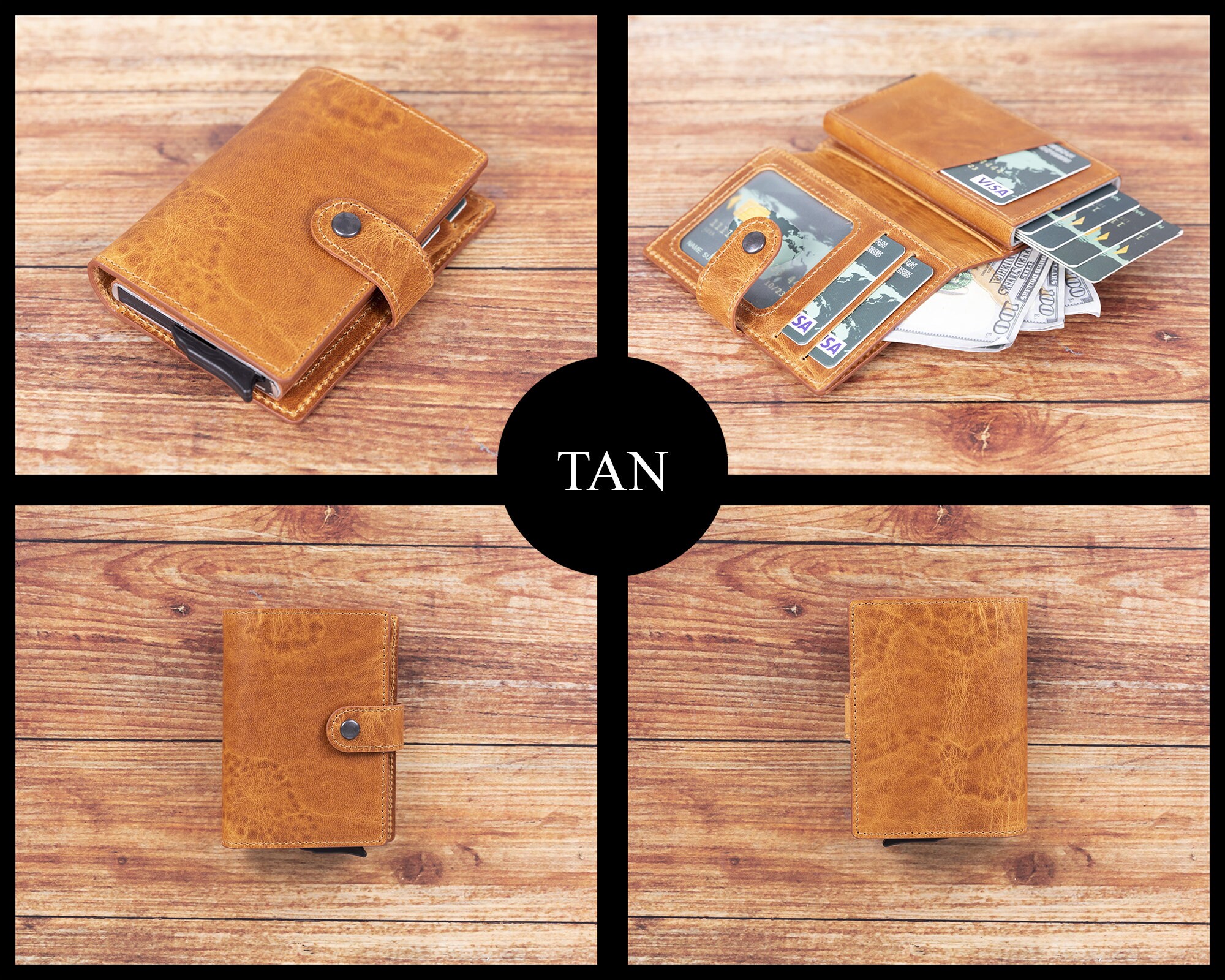 Pop-up Wallet, Mechanism Wallet, Bifold Leather Wallet for Men, Womens ...