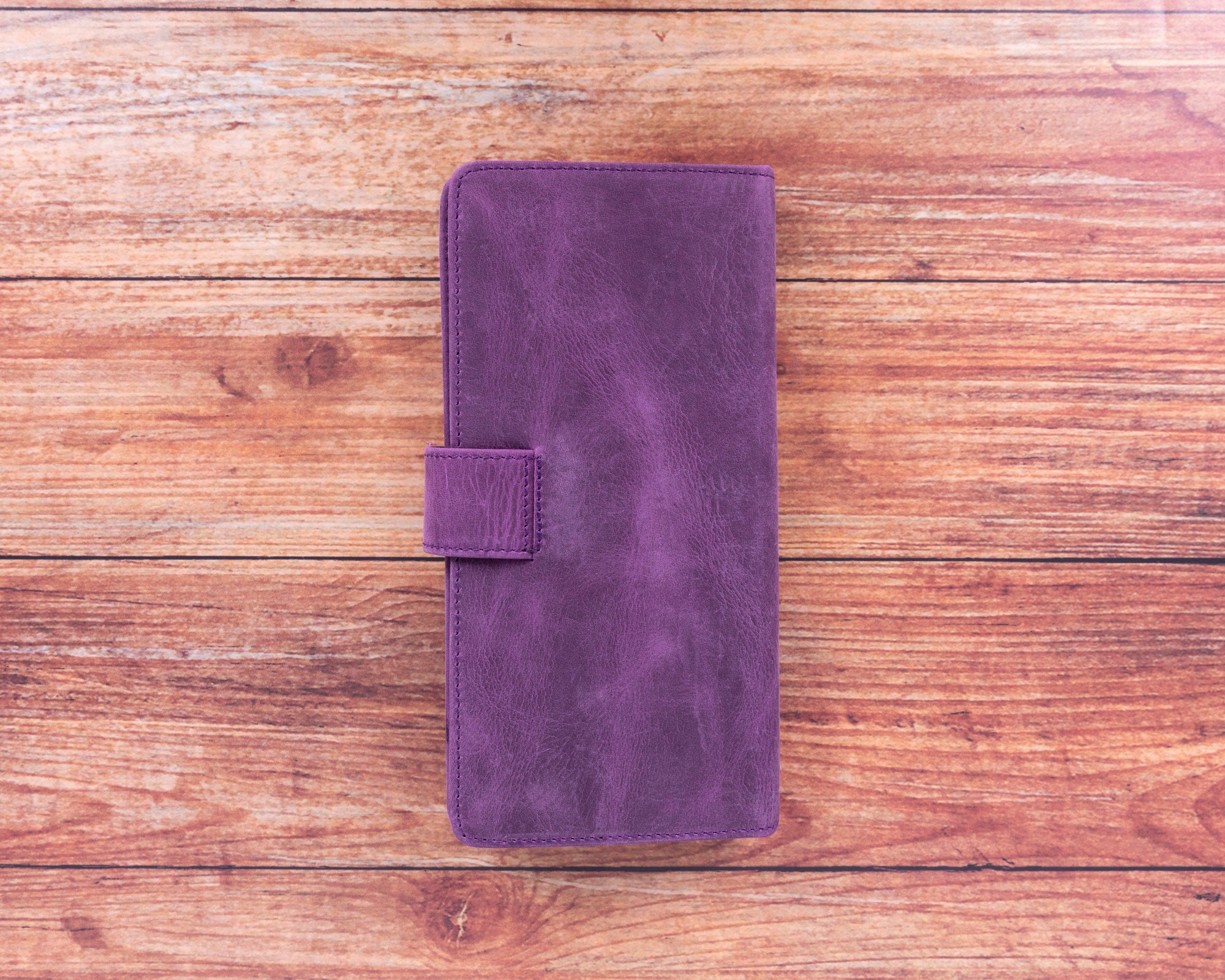 Full Grain Leather Wallet, Purple Leather Wallet, Customized Card ...