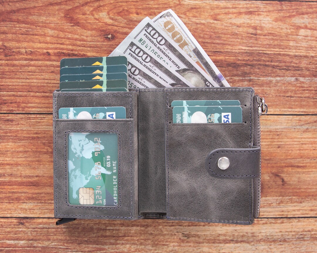 RFID Wallet Women, Leather Mechanism Wallet, Custom Pop up Wallet ...
