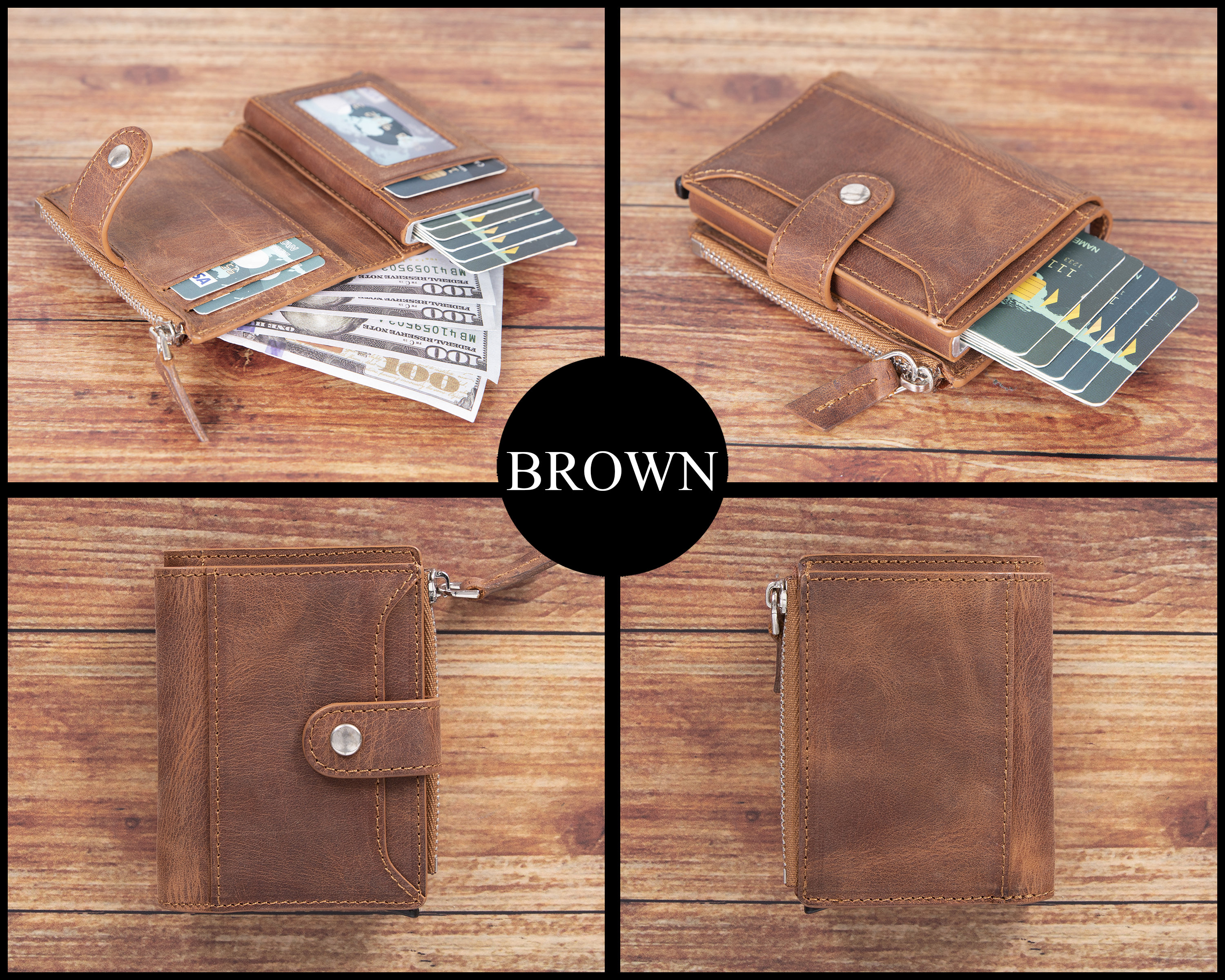 Leather Pop up Wallet, RFID Wallet for Mens, Leather Card Sleeve ...