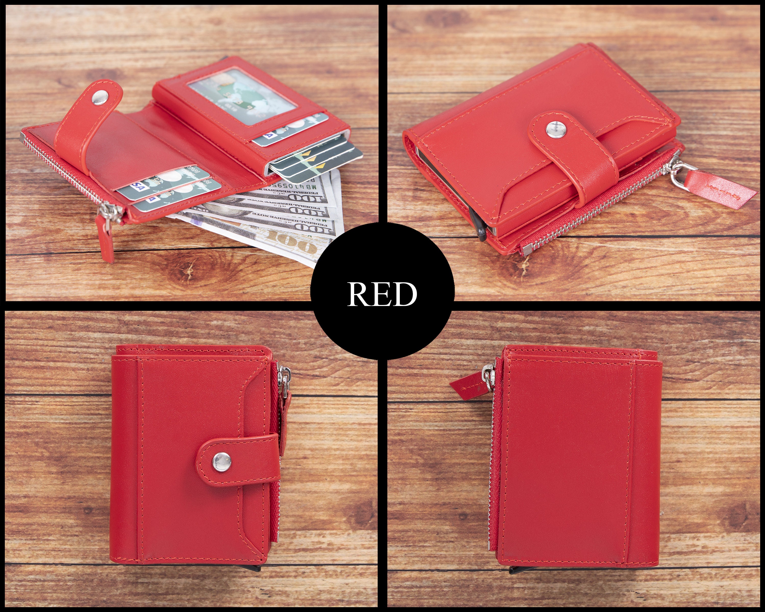 Leather Pop up Wallet, RFID Wallet for Mens, Leather Card Sleeve ...