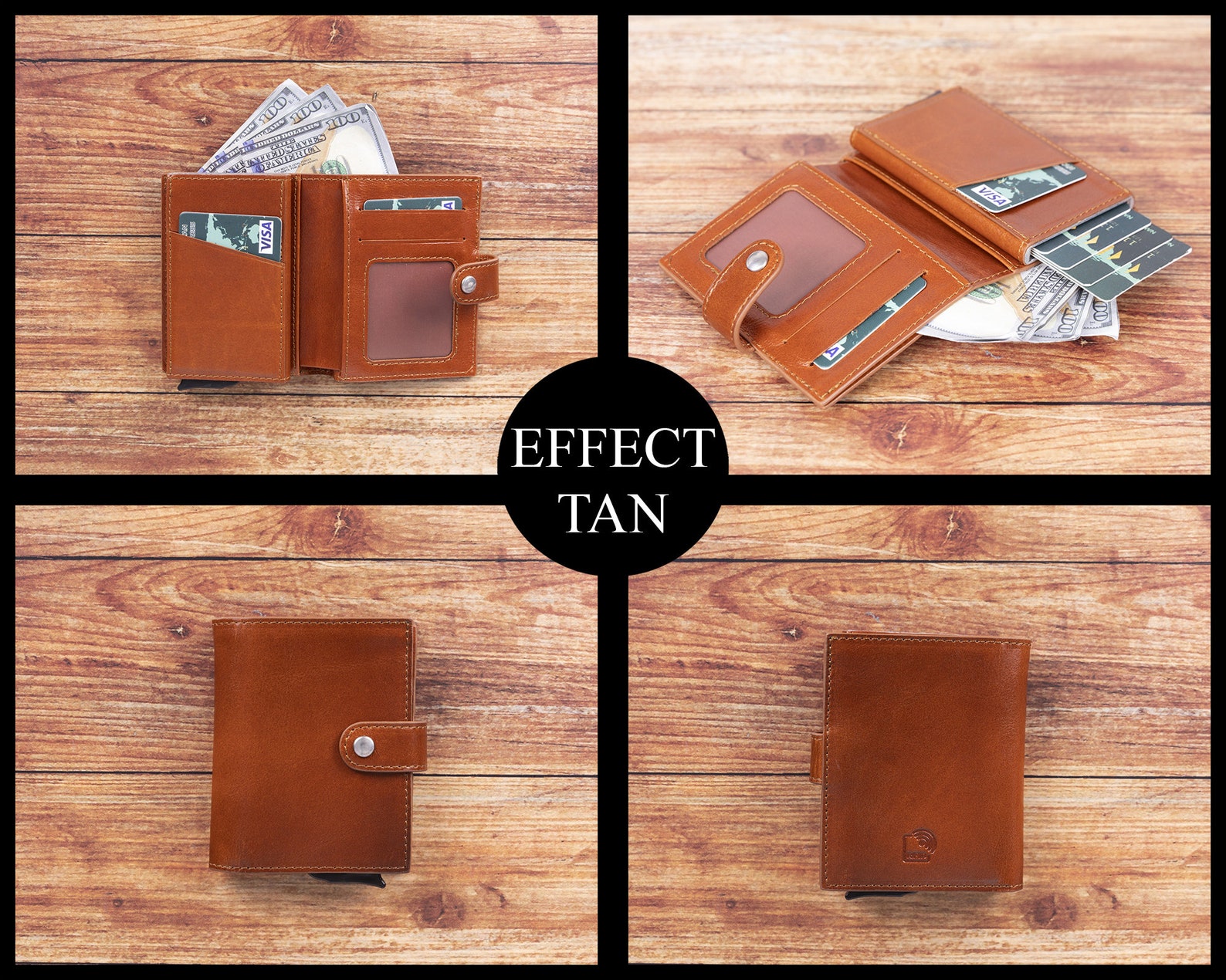 Pop-up Wallet, Mechanism Wallet, Bifold Leather Wallet for Men, Womens ...