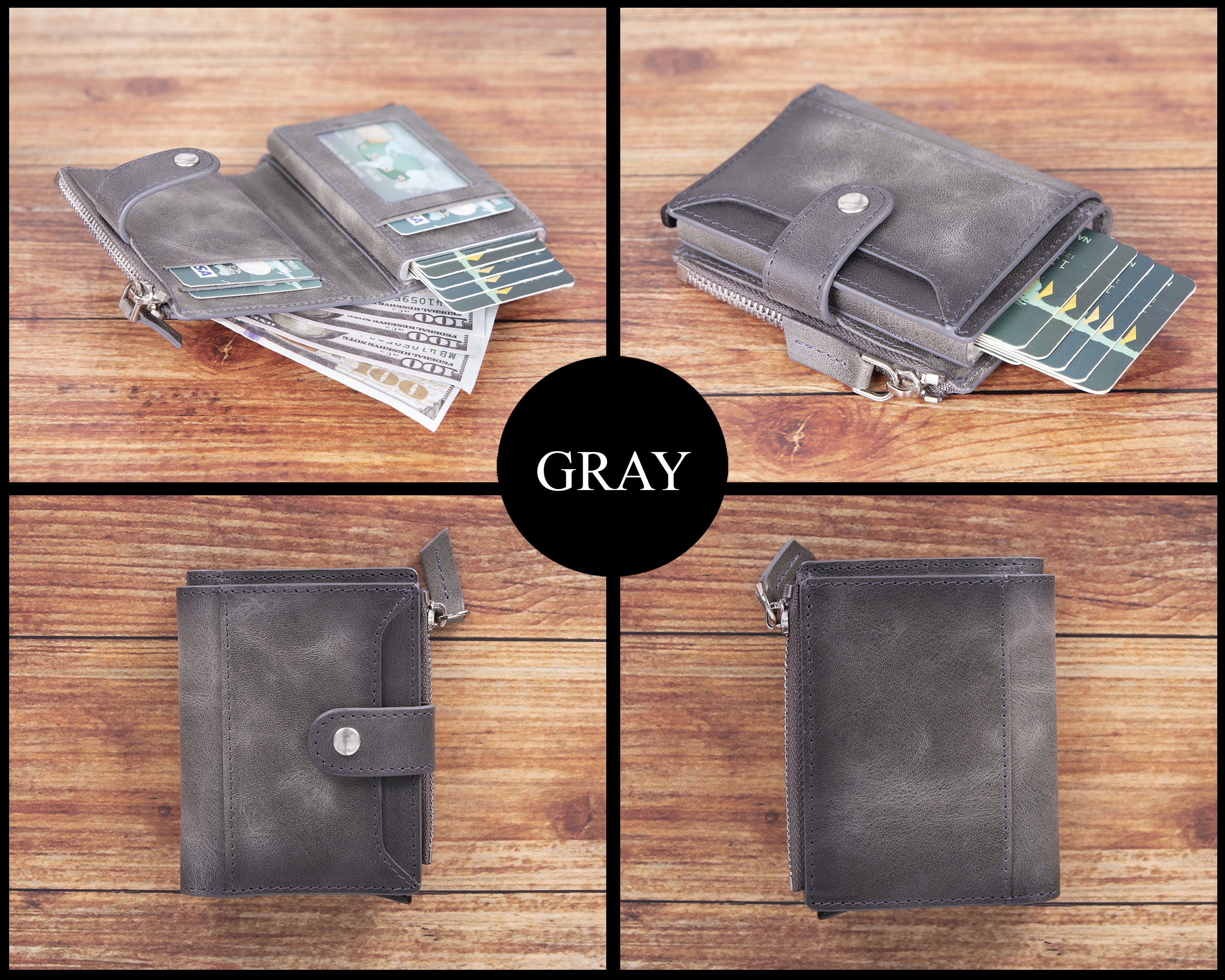Leather Pop up Wallet, RFID Wallet for Mens, Leather Card Sleeve ...