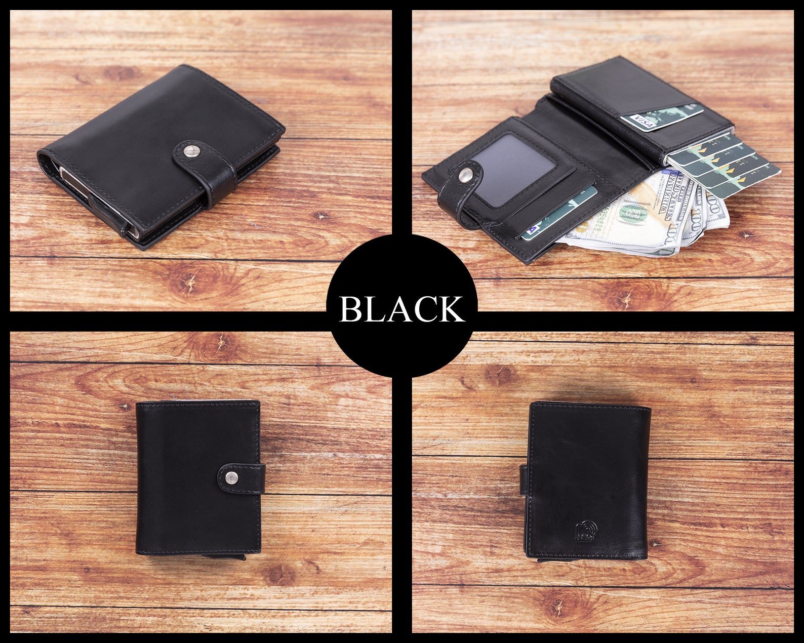 Pop-up Wallet, Mechanism Wallet, Bifold Leather Wallet for Men, Womens ...