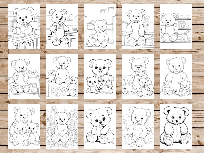 50 Cute Bear Coloring Pages for Kids - Printable Digital Download - Etsy