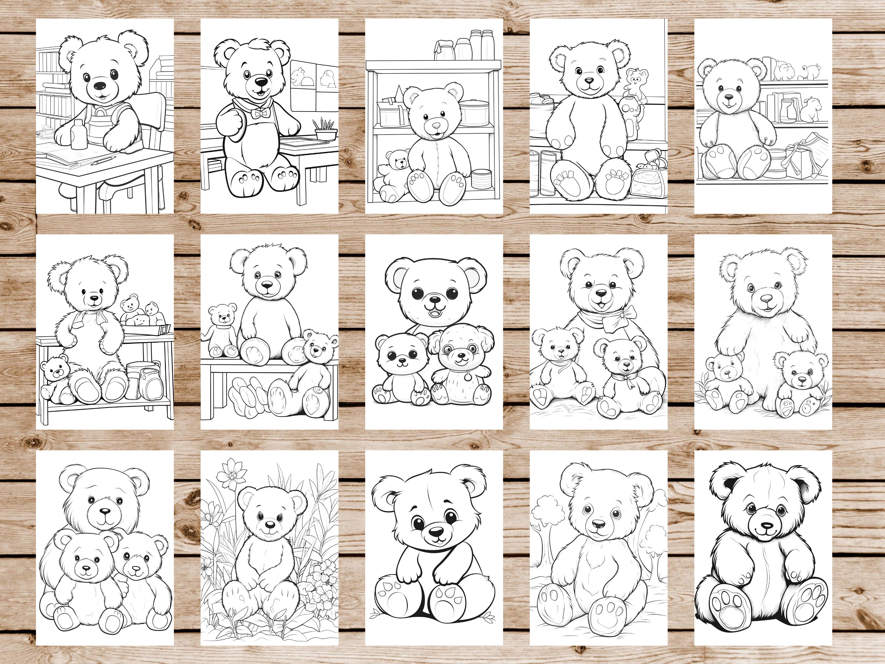 50 Cute Bear Coloring Pages for Kids - Printable Digital Download - Etsy