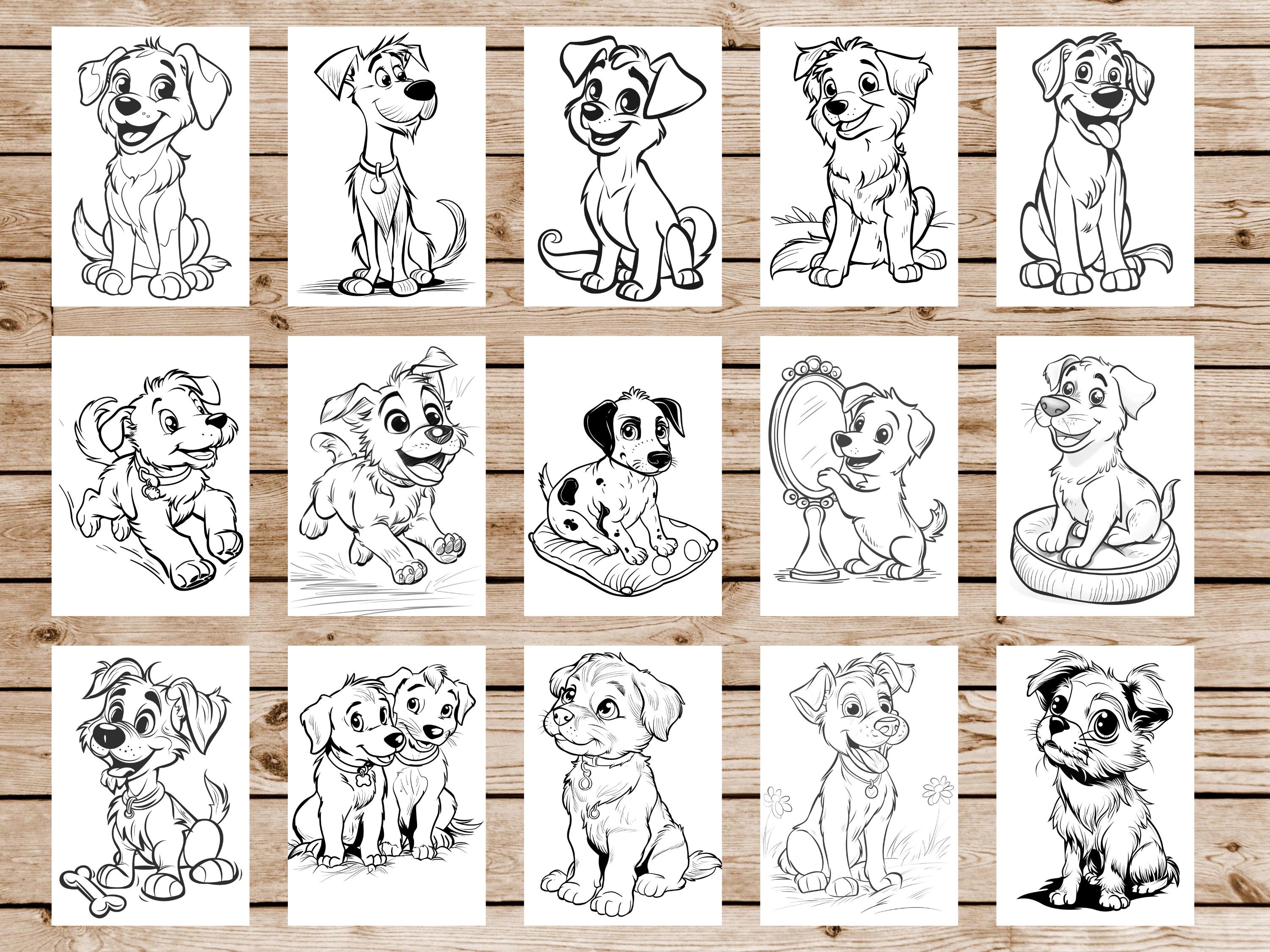 50 Cute Dog and Puppy Coloring Pages for Kids Printable Digital ...