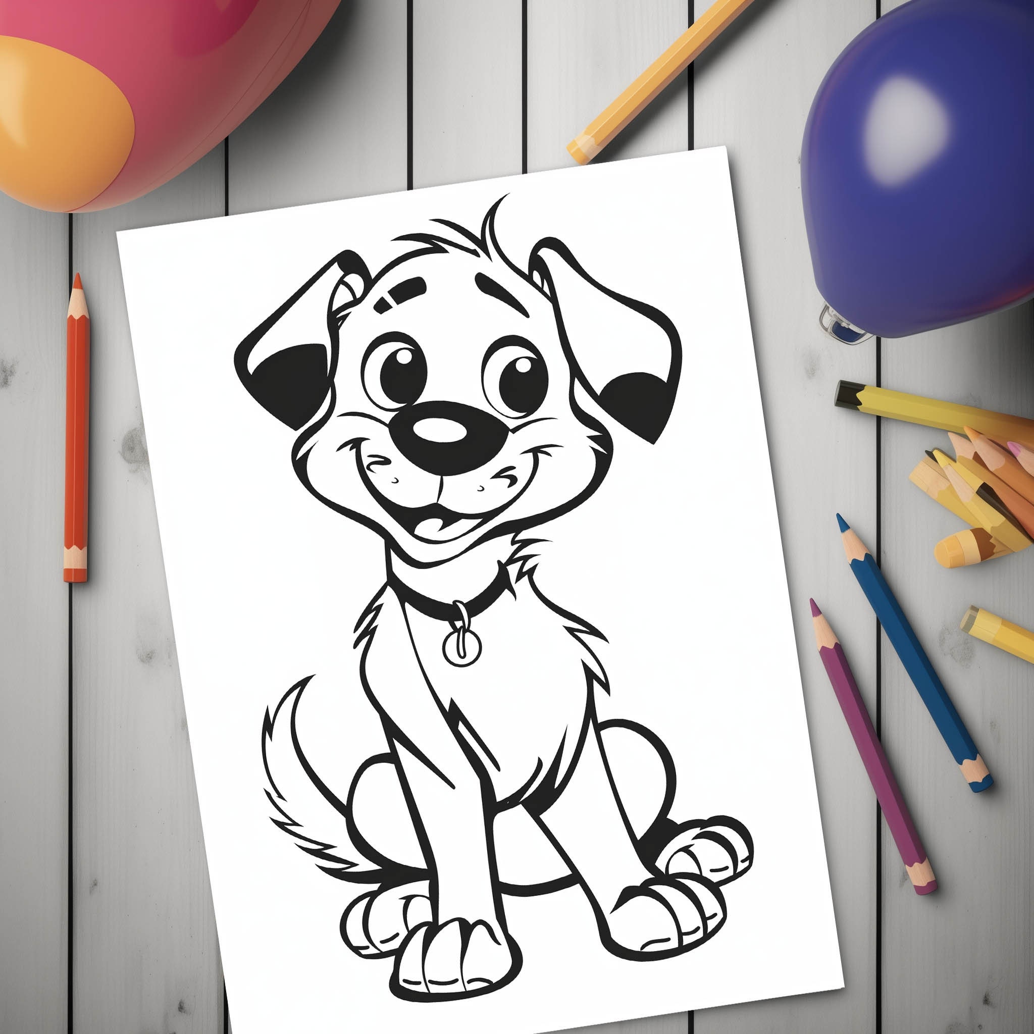 50 Cute Dog and Puppy Coloring Pages for Kids Printable Digital ...