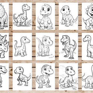 50 Cute Dinosaur Coloring Pages for Kids - Printable Digital Download ...