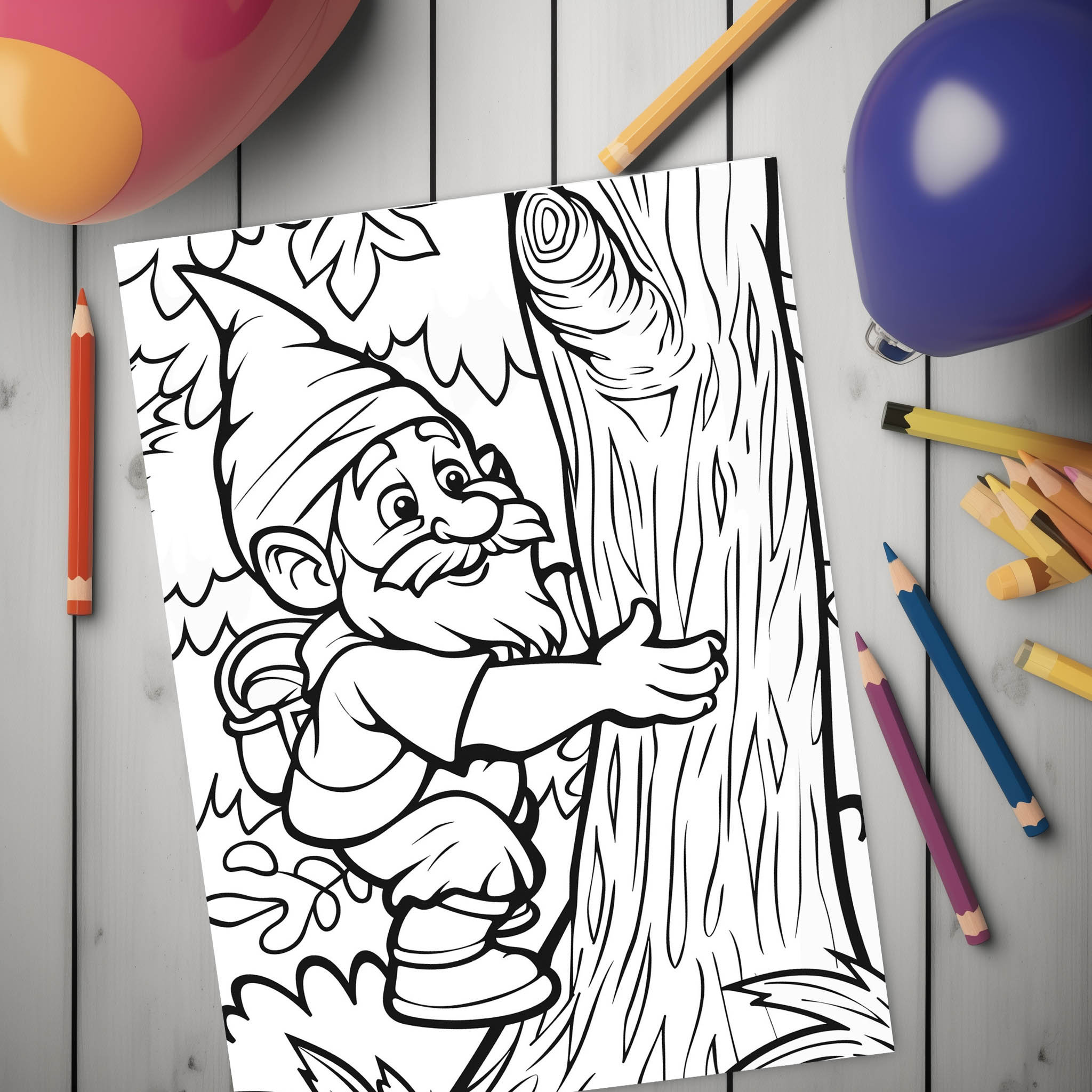 50 Cute Garden Gnomes Coloring Pages for Kids - Printable Digital ...