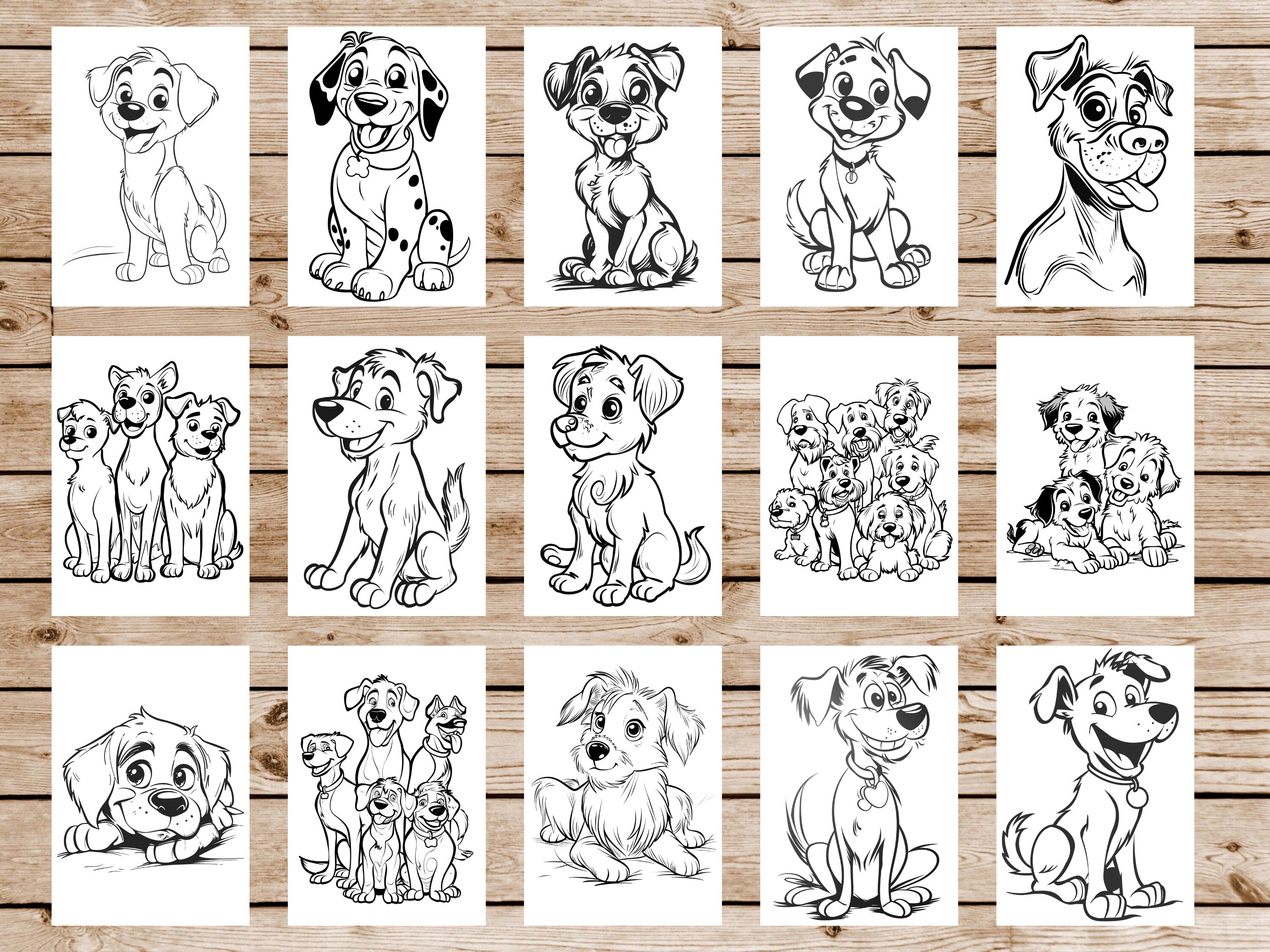 50 Cute Dog and Puppy Coloring Pages for Kids Printable Digital ...
