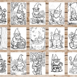 50 Cute Garden Gnomes Coloring Pages for Kids - Printable Digital ...