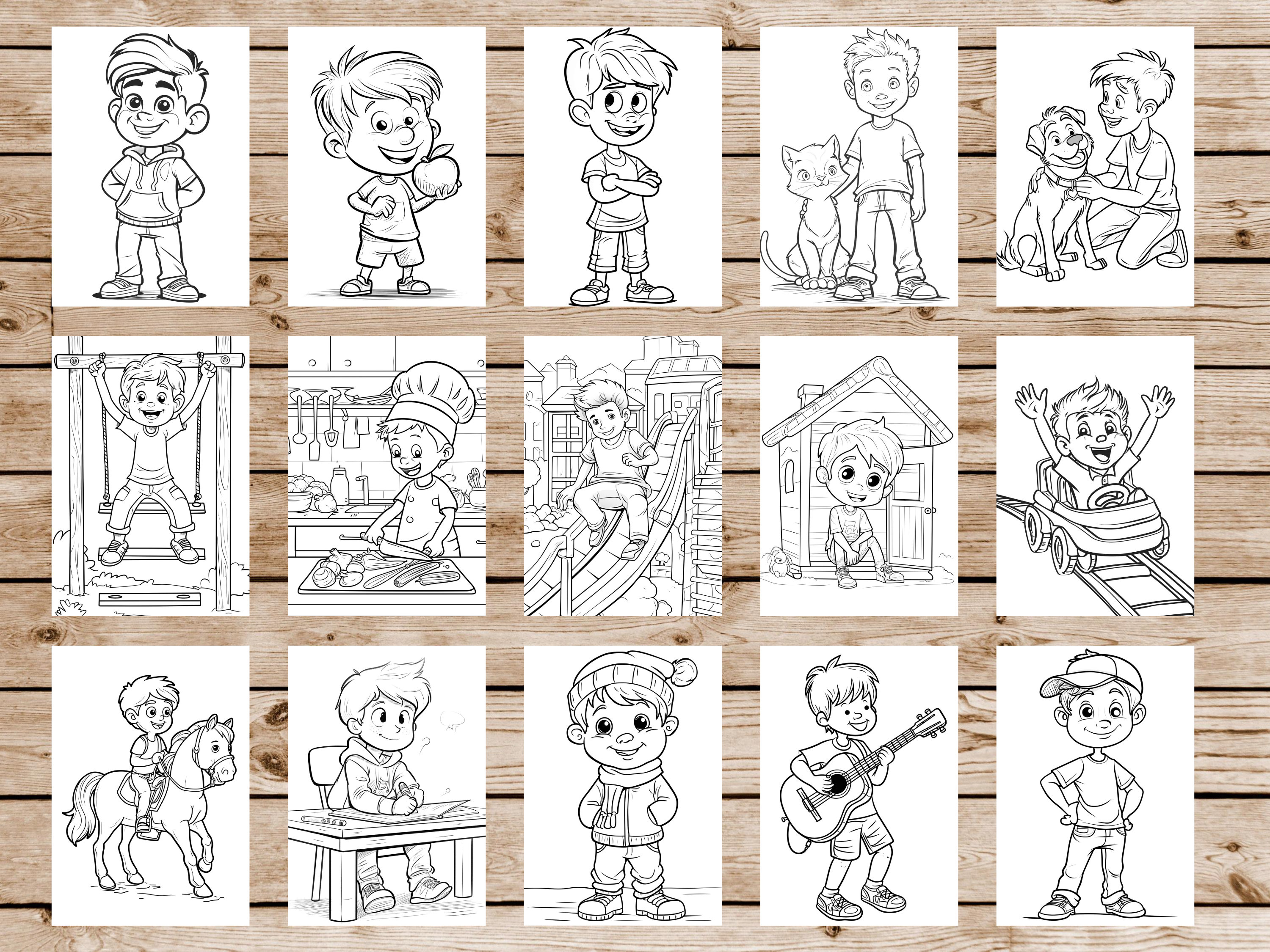 50 Cute Boy Coloring Pages for Kids - Printable Digital Download - Etsy