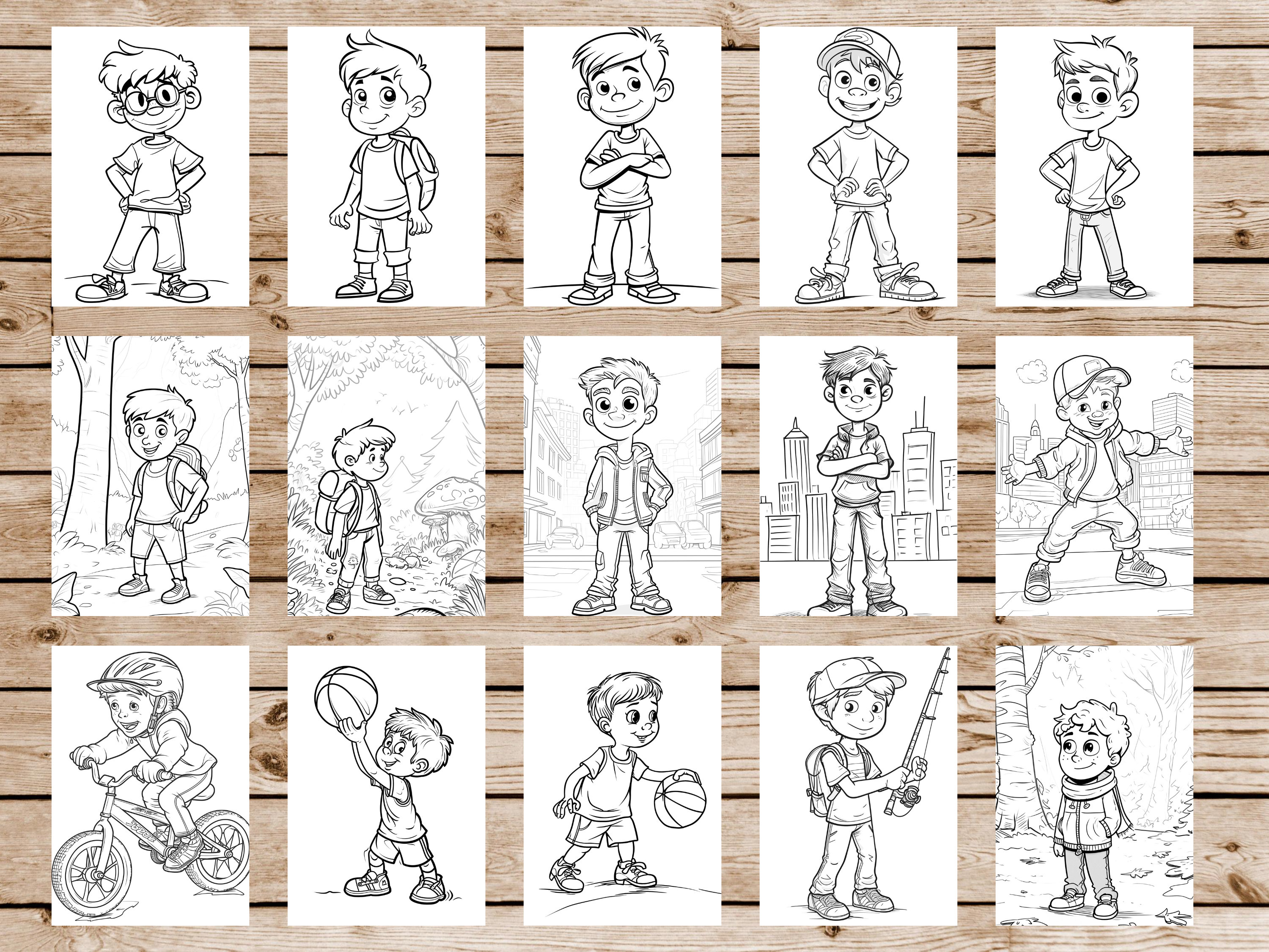 50 Cute Boy Coloring Pages for Kids - Printable Digital Download - Etsy